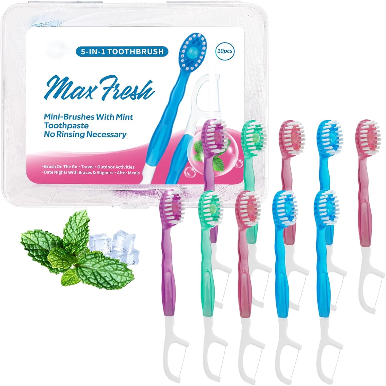 5 in 1 Toothbrush & Floss On The Go, 5-1 Toothbrush Floss and Tongue ...
