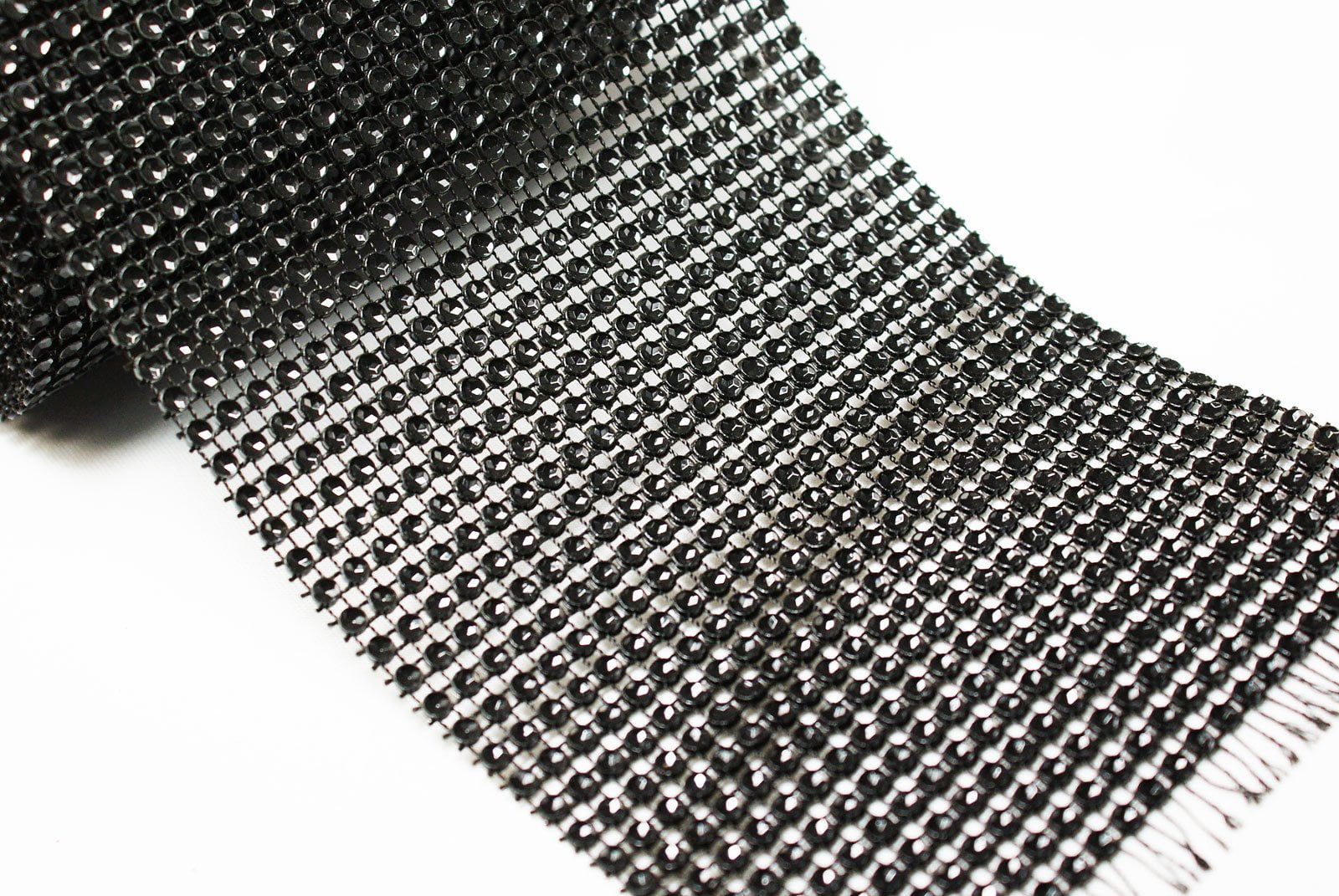 5" 1 Yard Black Diamond Mesh Wrap Roll Crystal Rhinestone Sparkle ...