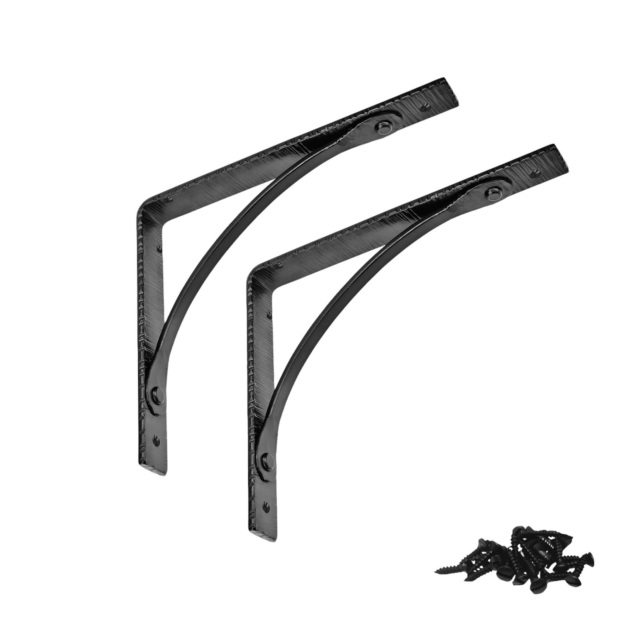 5" - 10" -12" Hand Forged Hammered Iron Wall Floating Shelf Bracket for ...