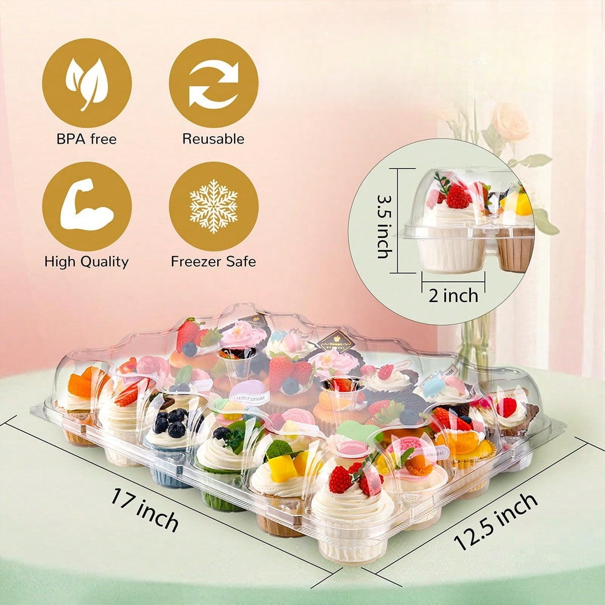 5/10/15 Pack 24 Count Cupcake Containers Cupcake Holders With ...