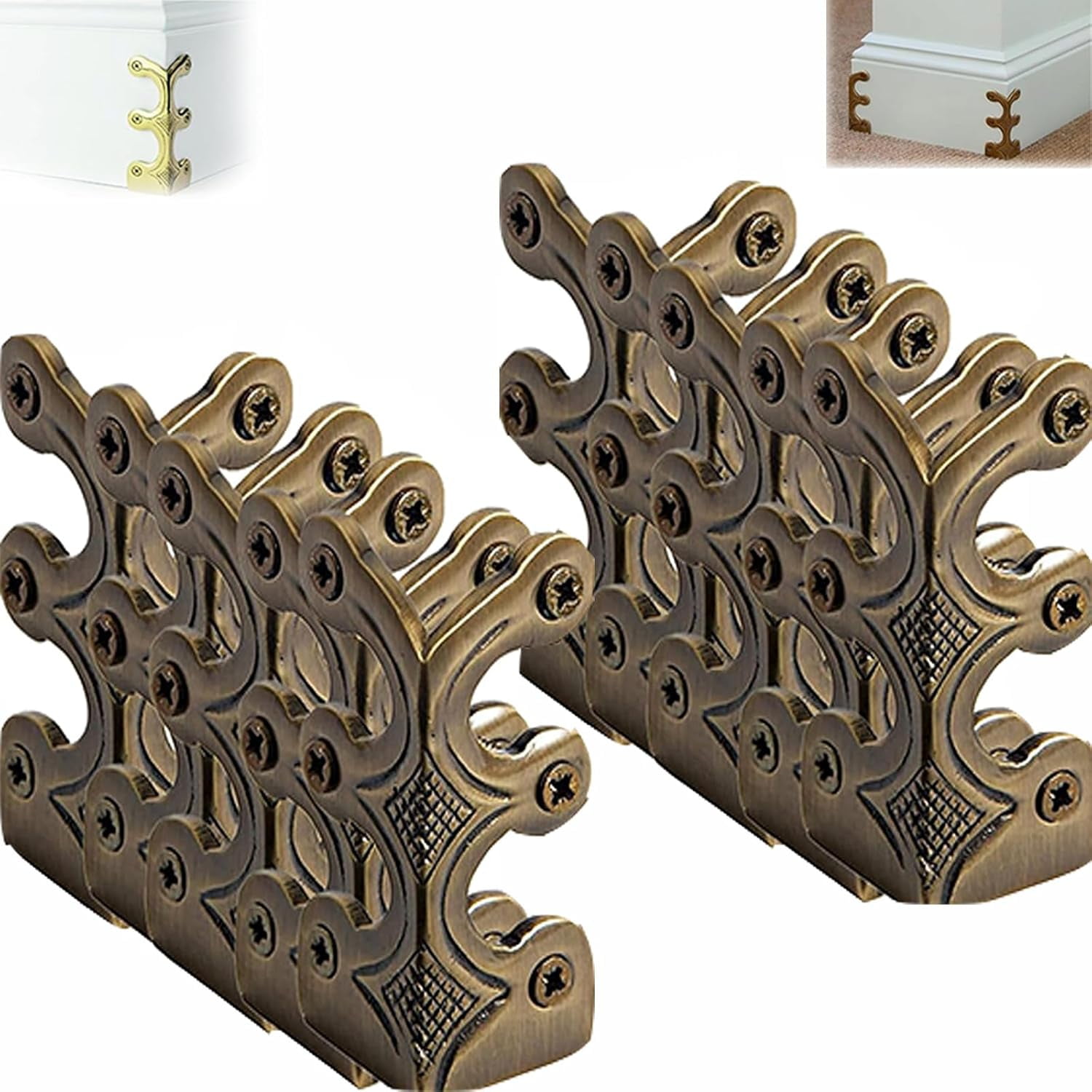 5/10/15pcs Solid Brass Baseboard Corner Protectors,Rustic Vintage Metal ...