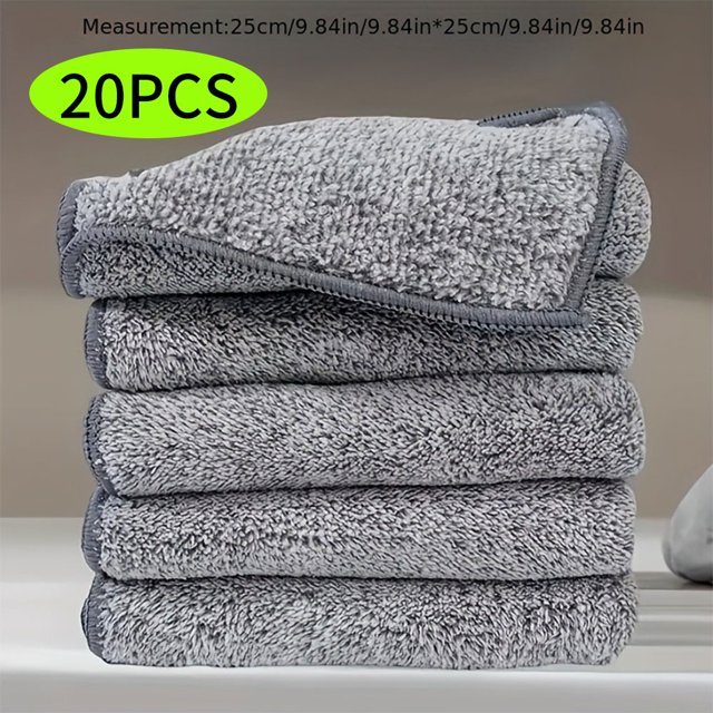 5/10/20 PCS Kitchen Cleaning Rag Coral Fleece Dishcloth Super Absorbent ...