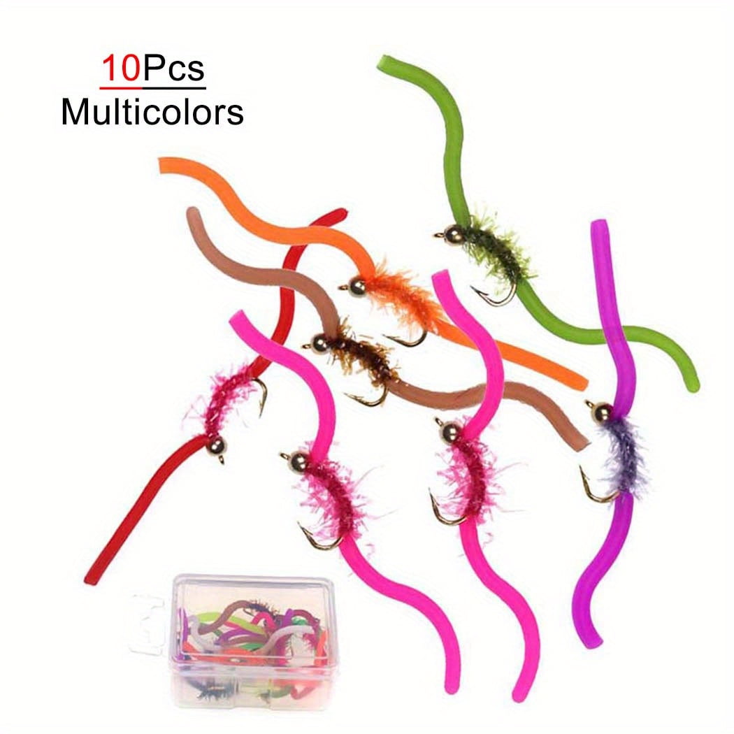 5/10/20pcs Squirmy Wormy Fly Trout Fishing Lures with Brass Bead ...