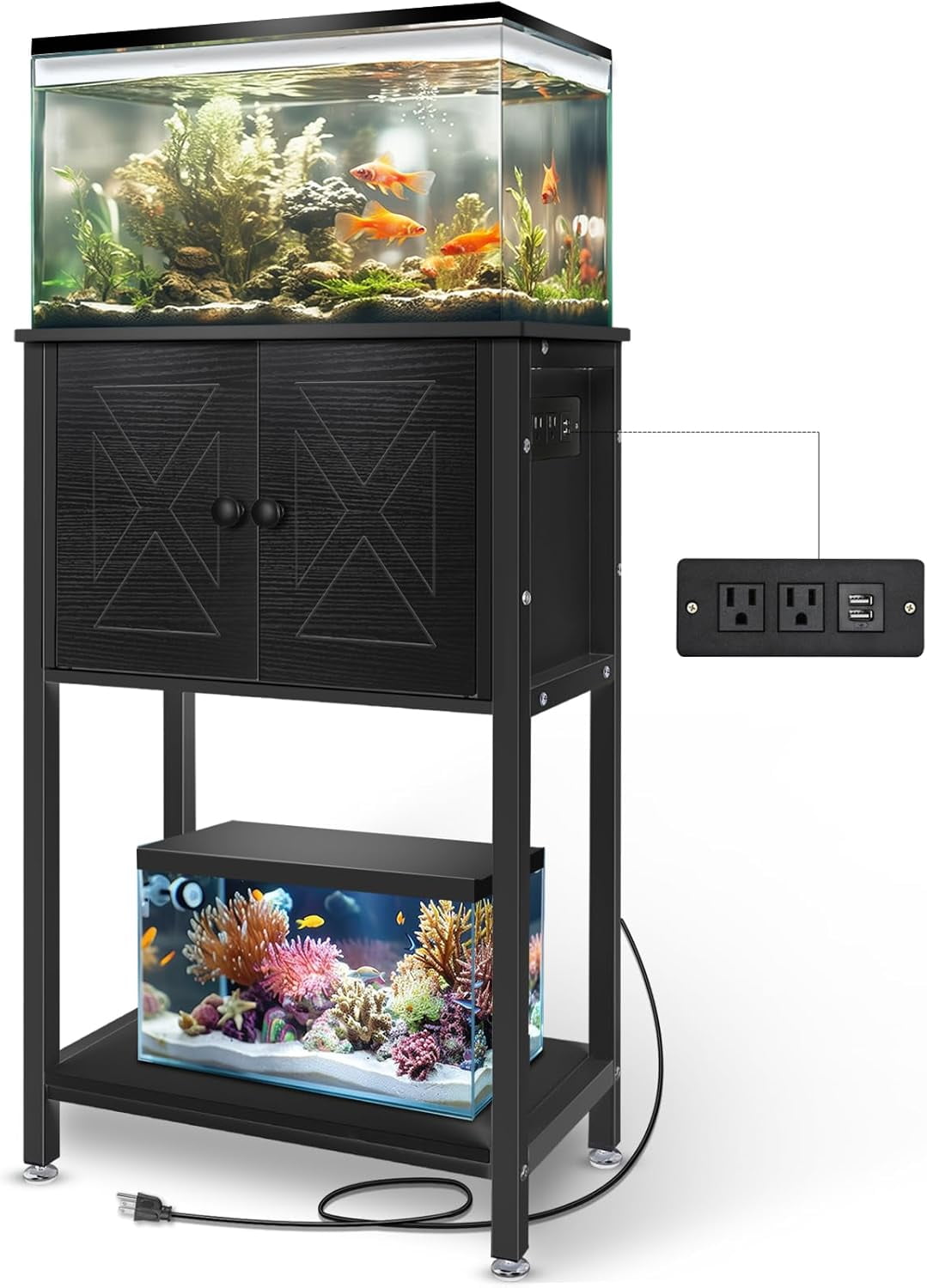 5-10 Gallon Fish Tank Stand, Heavy Duty Aquarium Stand with Cabinet ...