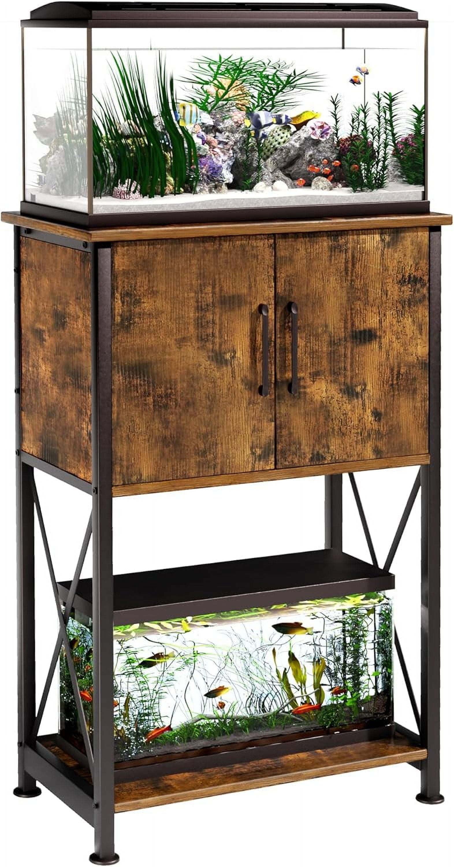 5-10 Gallon Fish Tank Stand, Metal Double Aquarium Stand with Cabinet ...
