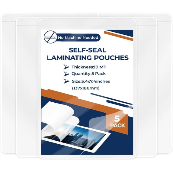 5 10 Mil 5"x7" Self Sealing Laminating Pouches Self Lamination Pouches ...