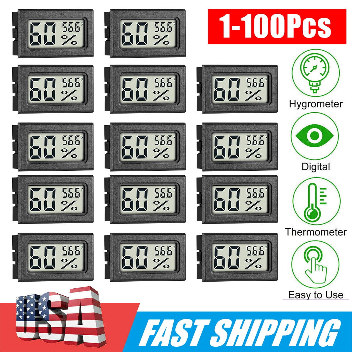 5/10 PCS Lot Humidity Meter Thermometer Digital LCD Indoor Temperature ...