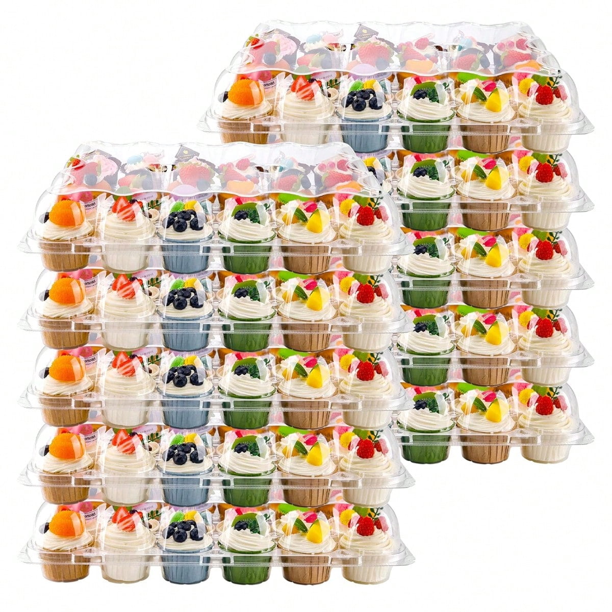 5/10 Pack 24 Count Cupcake Containers Cupcake Holders With Detachable ...