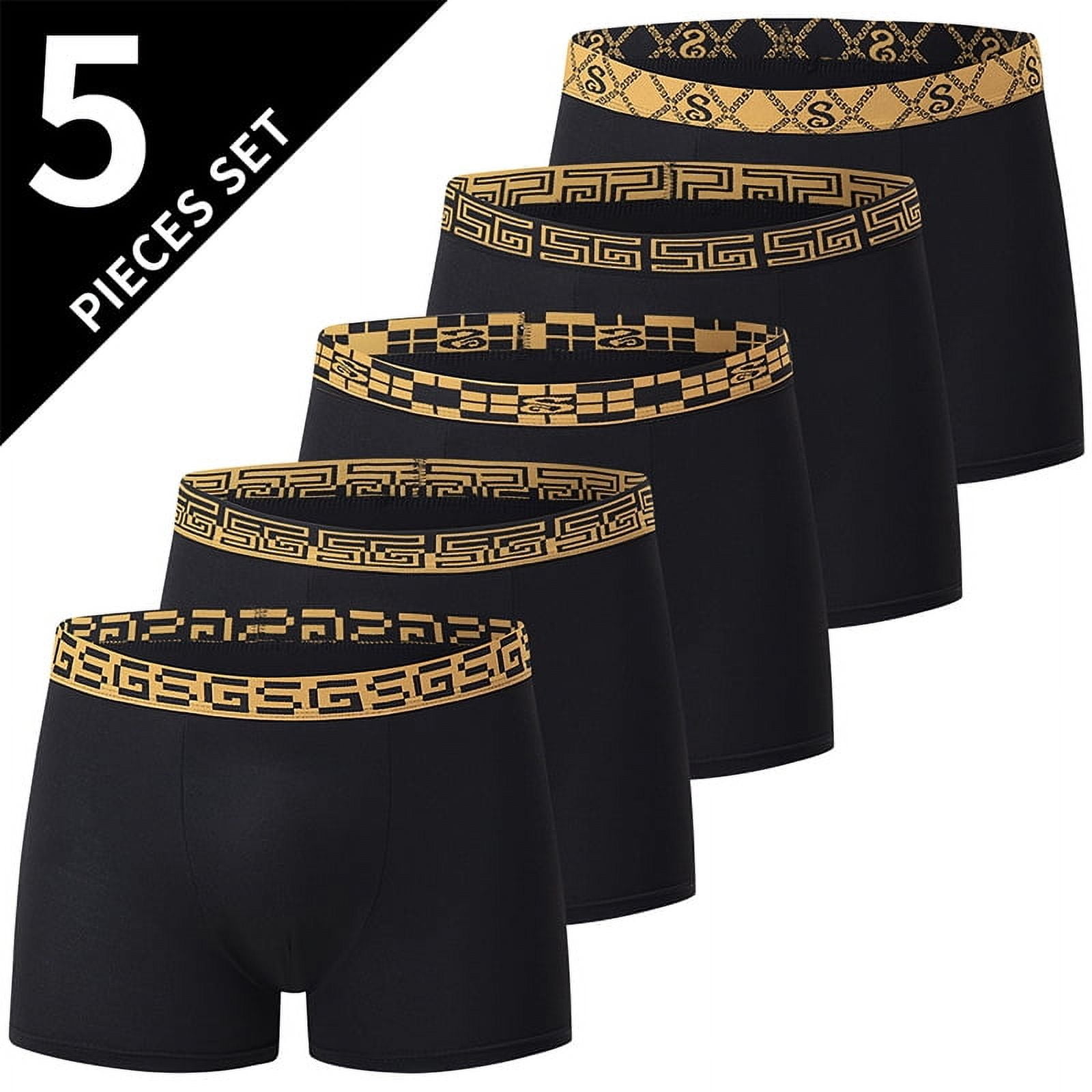 5 /10 Pack Men's Black Gold Printed Boxer Underwear Comfortable And ...