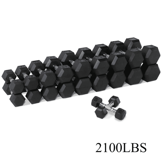 5–100 lbs Dumbbells Weight Set (20 Pairs), 2100 lbs Hex Dumbbell Sets ...