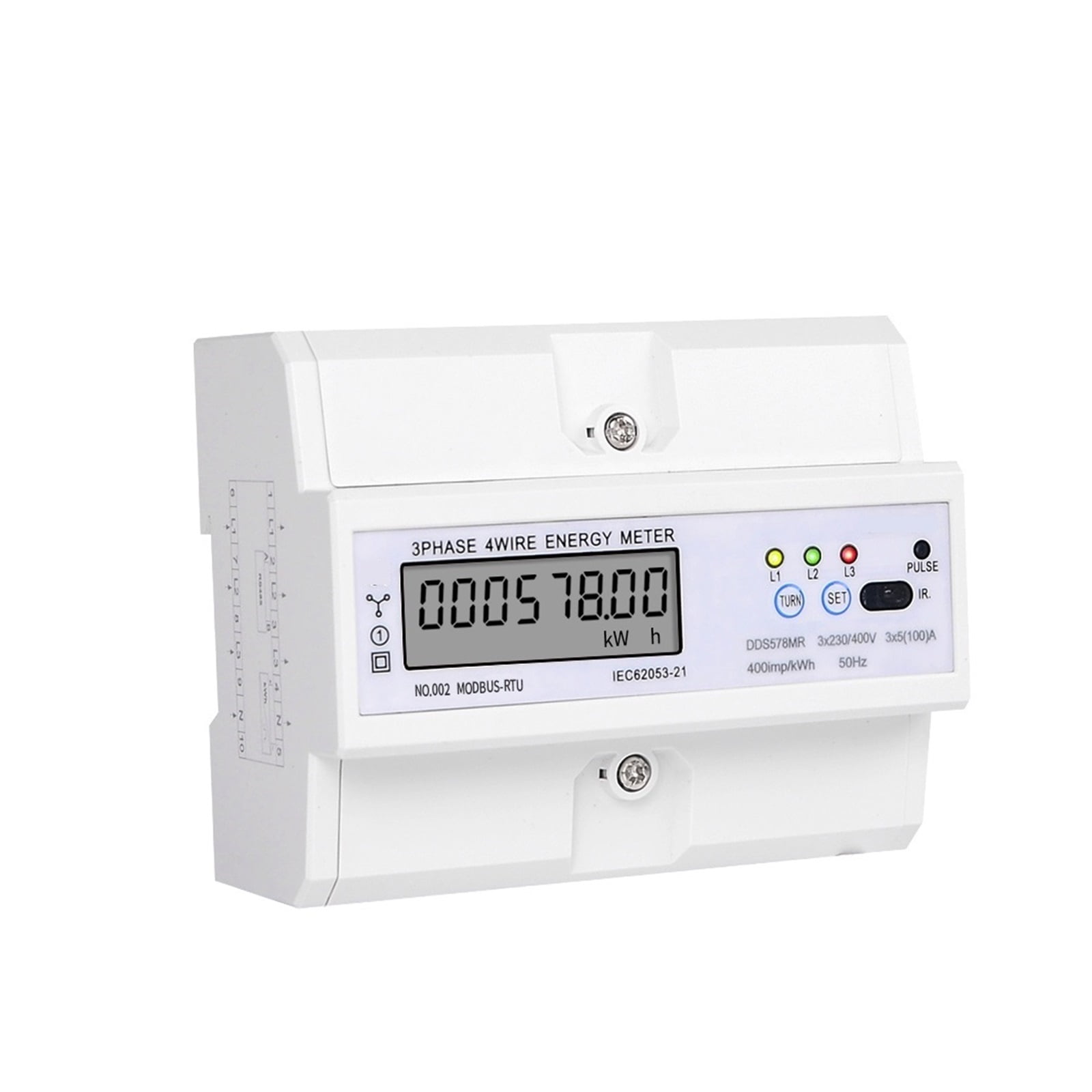5-100A 3 Phase 4 Wire DIN Rail Energy Meter Digital Power Factor ...