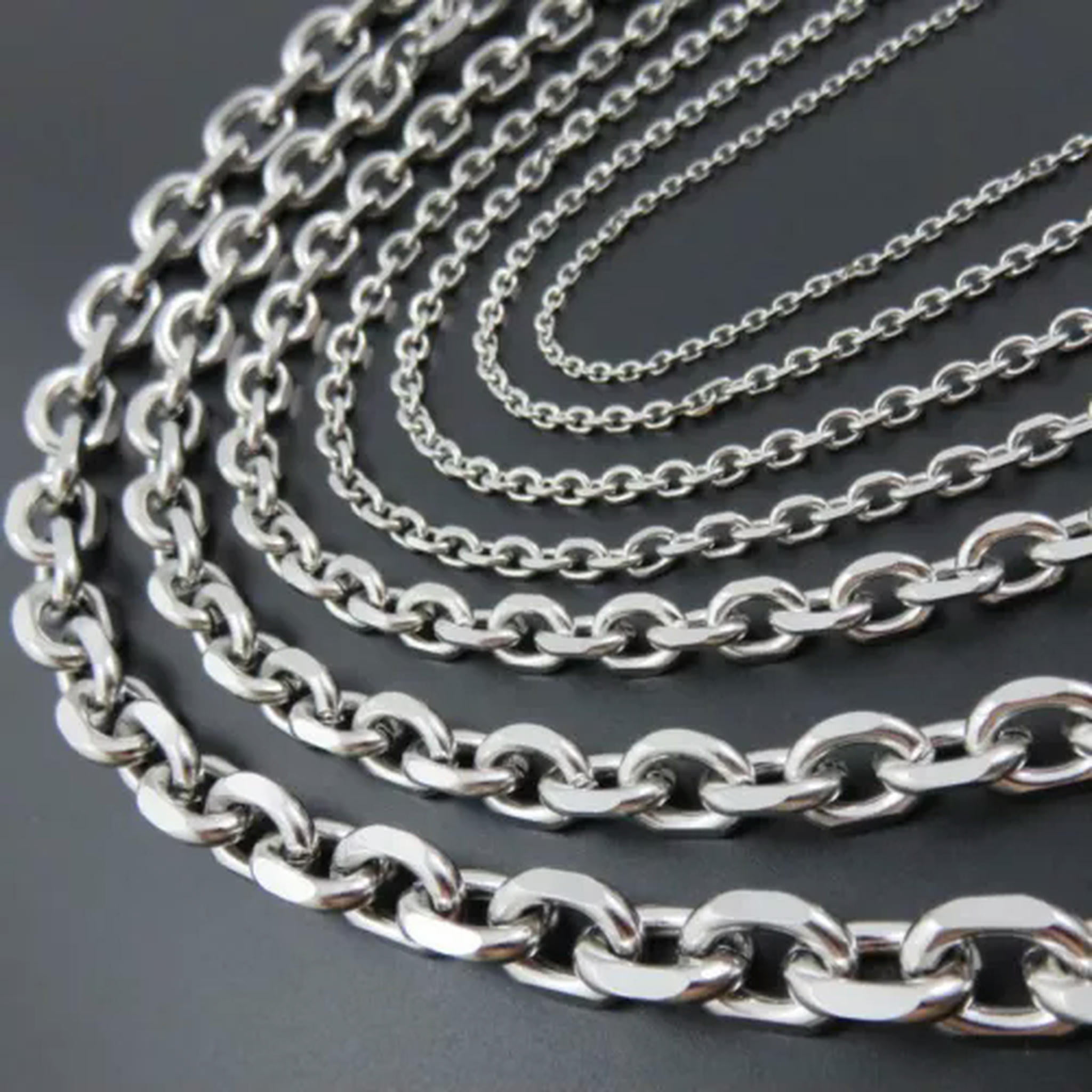 5/10Meter Wholesale Finding Silver Stainless Steel 2/4/5MM Rolo Chain ...
