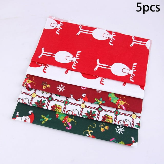 5 10pcs Christmas Cotton Fabric Decor 25 25cm Squares Quilting Xmas Diy