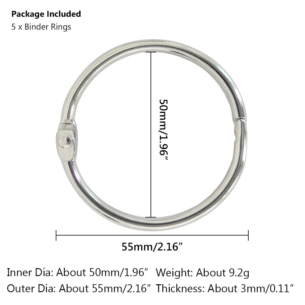 5/10Pcs 20-88mm Assorted Sizes Metal Loose Leaf Book Binder Rings For ...
