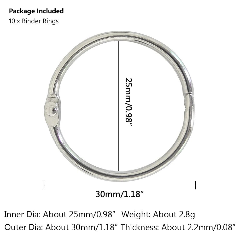 5/10Pcs 20-88mm Metal Notebook Rings Gold Binder Hinged Ring School ...