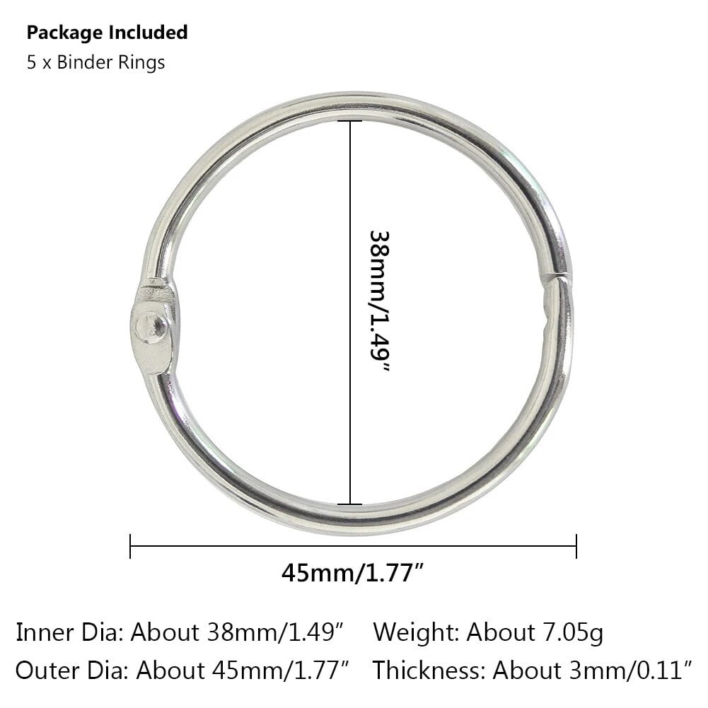 5/10Pcs 20-88mm Metal Notebook Rings Gold Binder Hinged Ring School ...