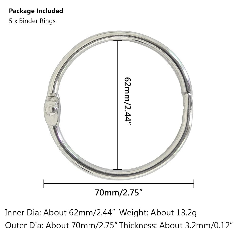 5/10Pcs 20-88mm Metal Notebook Rings Gold Binder Hinged Ring School ...