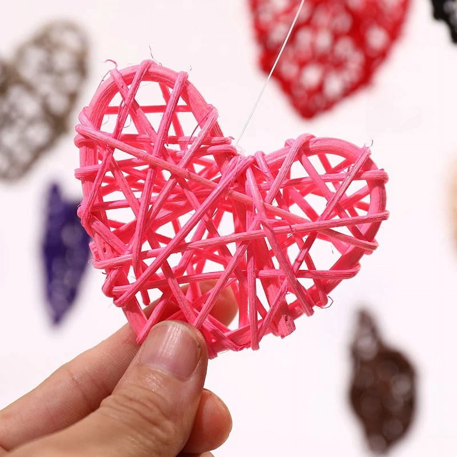 5/10Pcs 6cm Artificial Wood Woven Heart Decoration Shaped Sepak ...
