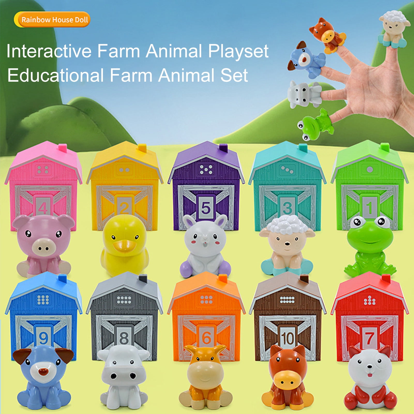 5/10Pcs Farm Animal Toy Number Learning Counting Matching Sorting Fine ...
