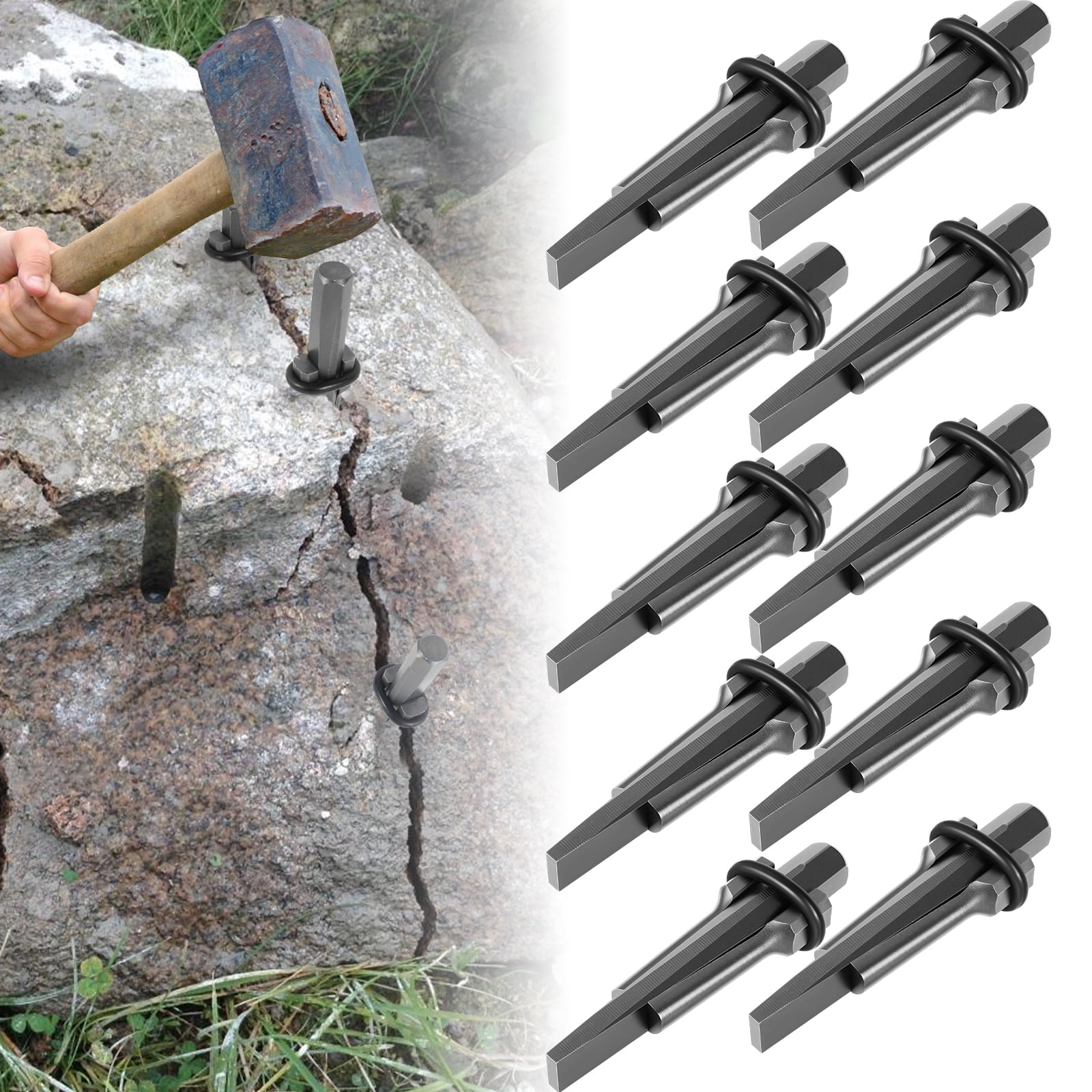 5/10Pcs Stone Splitter Heavy Duty Steel Rock Splitters 5/8 Inch Stone ...