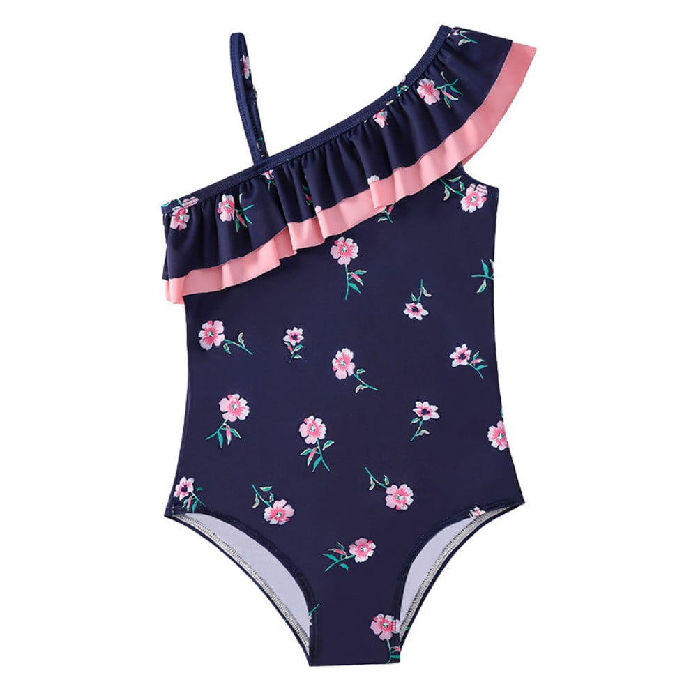 5-10Y Little Girls Floral Swimsuit Big Girl One-piece Swimwear Kids ...
