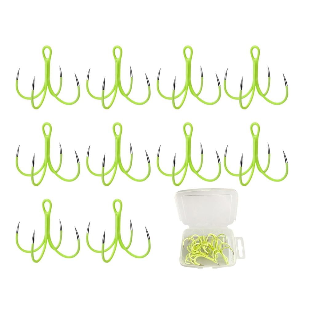 5/10pcs Luminous Quadruple Fishing Hooks High Carbon Steel Glow Fishing ...