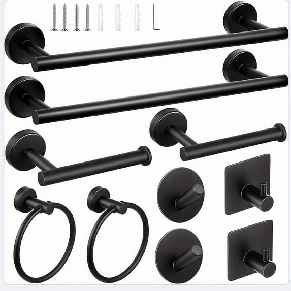 5/10pcs Matte Bathroom Hardware Set SUS304 Bathroom Hanger Set 16 Inch ...