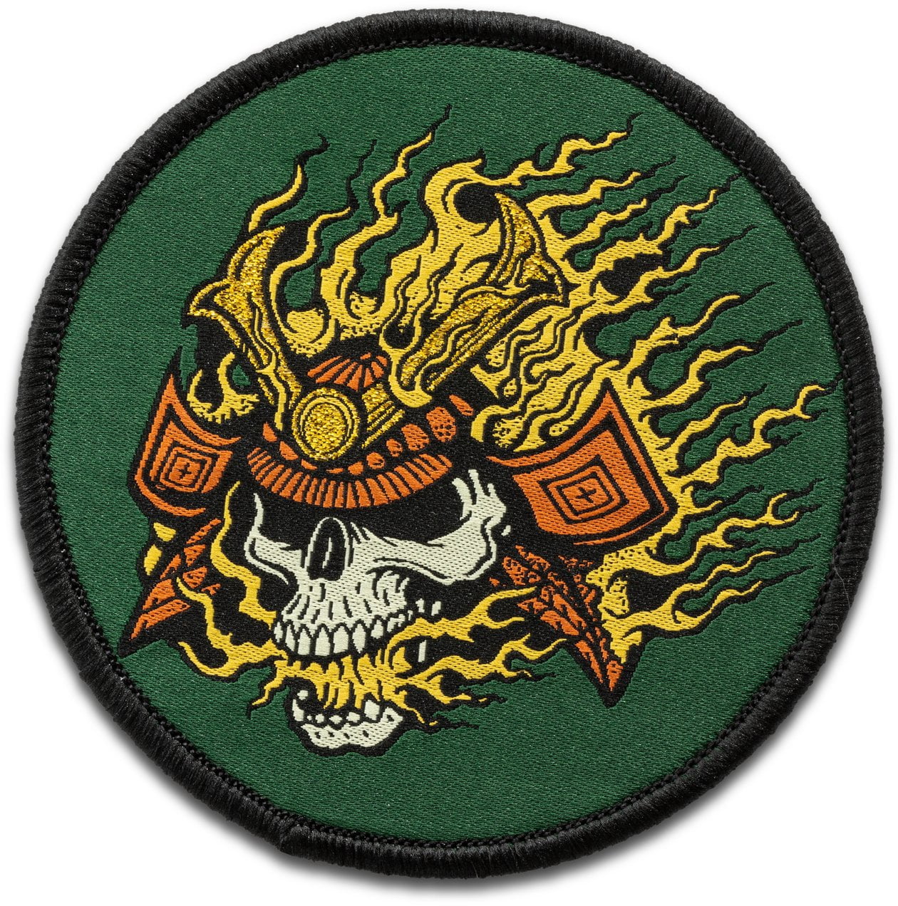5.11 Tactical Patch - Flaming Skull Patch, Hook-Back Adhesion, Laser-Cut to Size, Green, Style ...