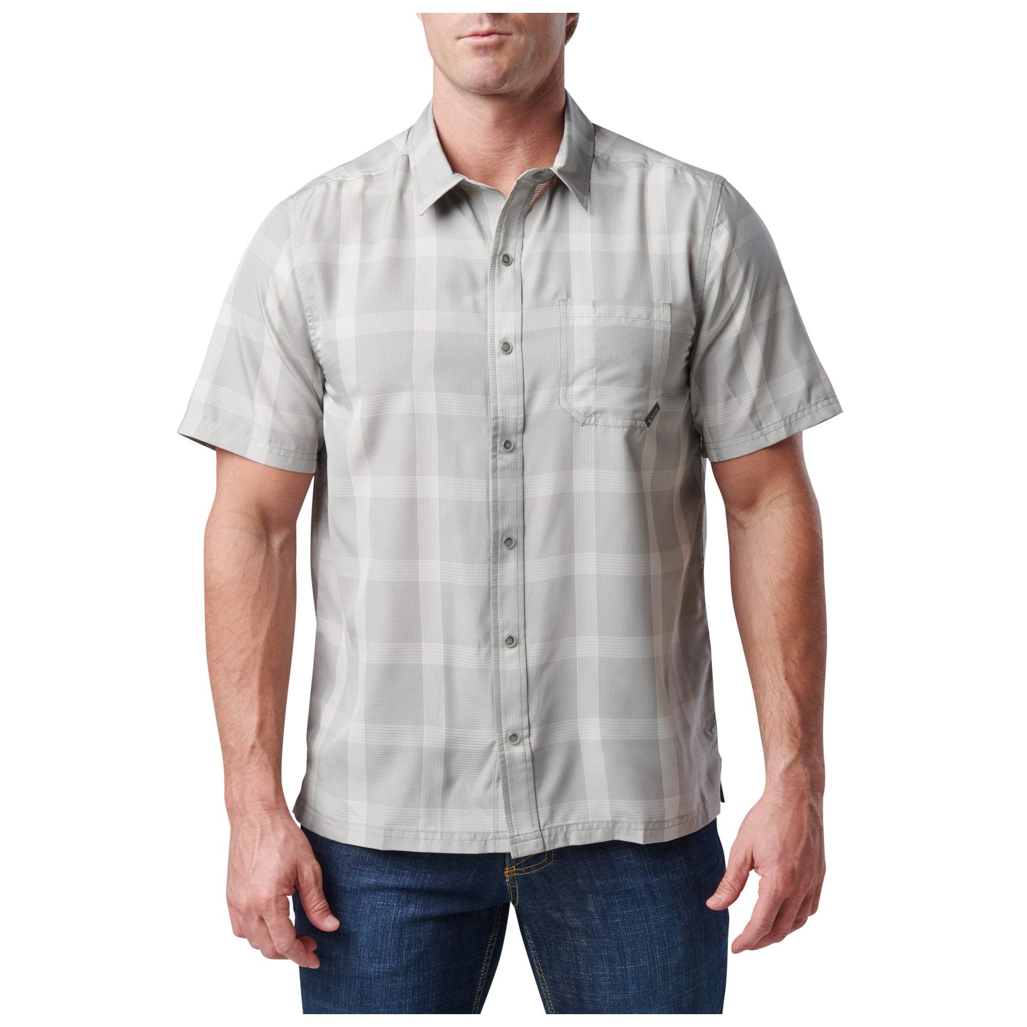 5.11 Work Gear Men's Nate Short Sleeve Shirt, RAPIDraw Front Placket ...