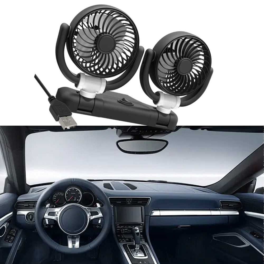 5/12/24V Car Fan Cooling with Parking Plate Dual Head USB/Cigarette ...