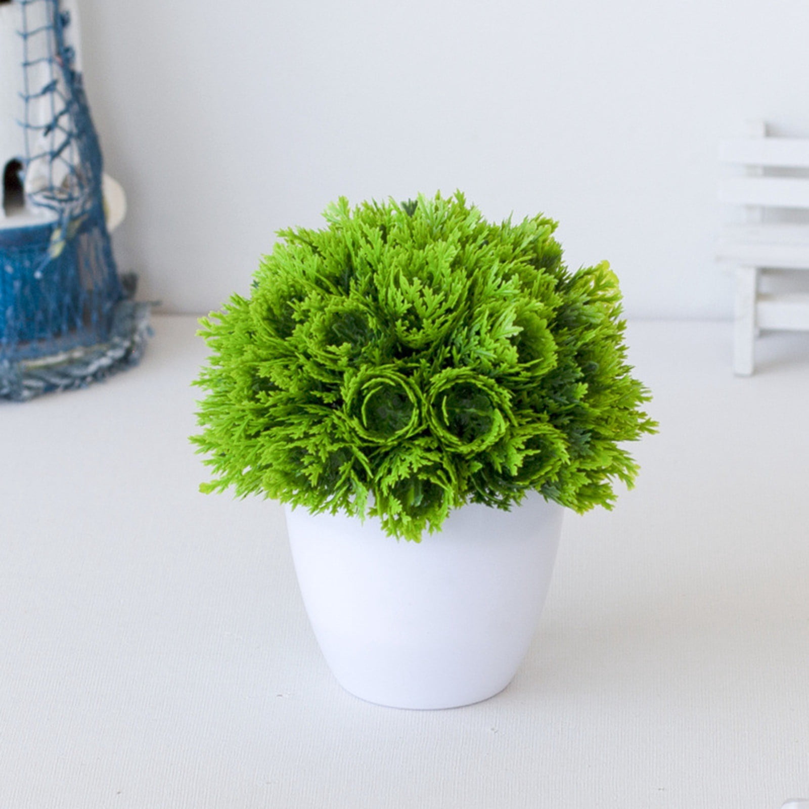 5.12" Artificial Bonsai Plant - Mini Fake Greenery Decor for Desktop ...