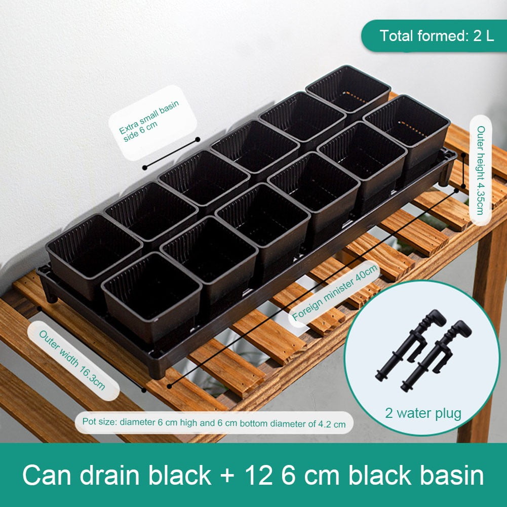 5/12 Pots Plastic Flower Pot Set Cactus Container Mesh Pot Storage Tray ...