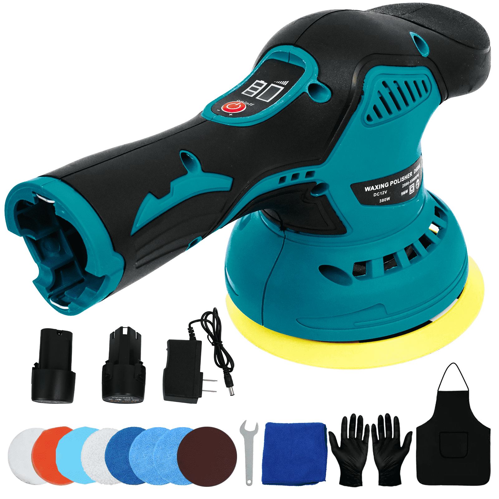 5" 12V 1500mah Cordless Car Buffers Polishers Kit,Orbital Car Buffing ...