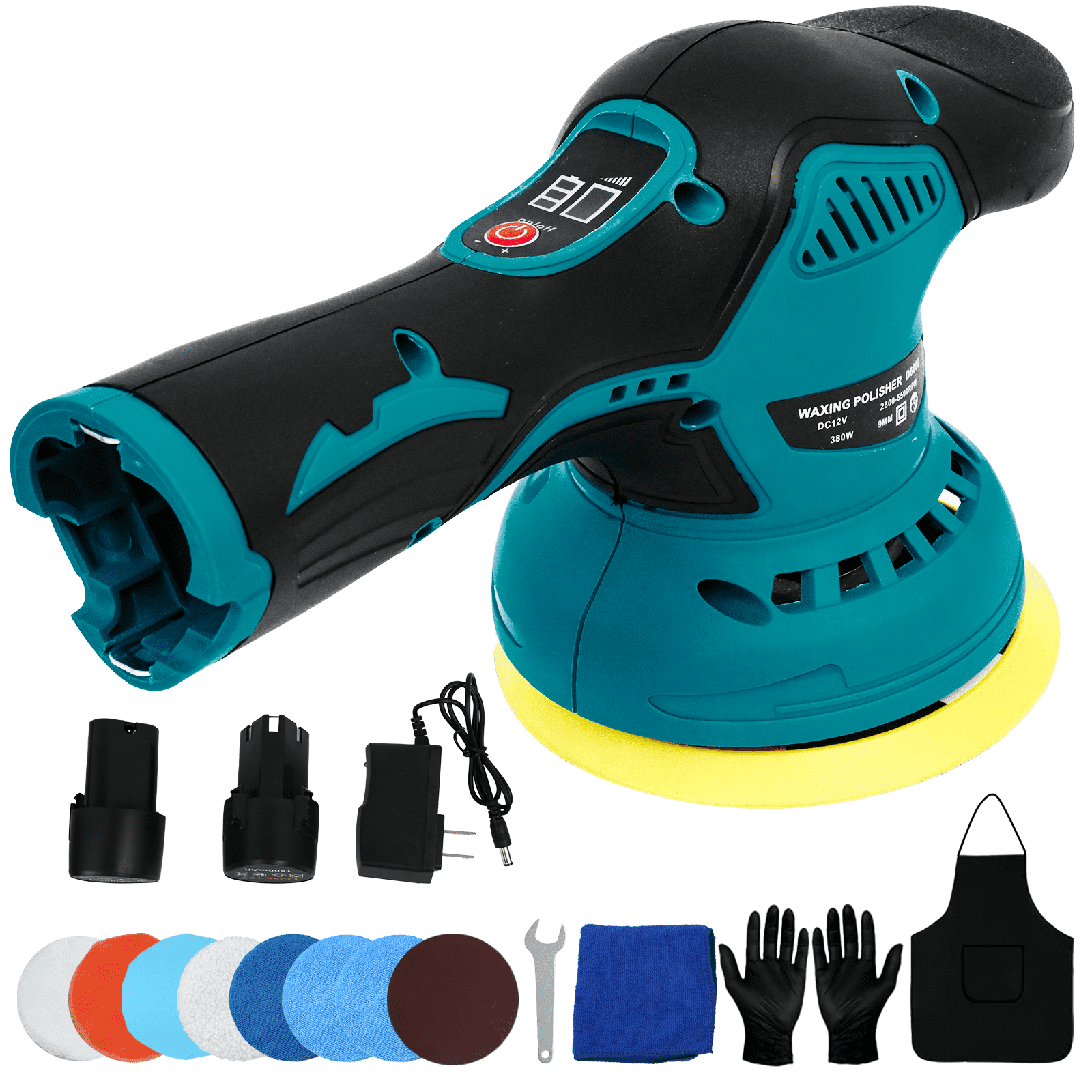 5" 12V 1500mah Cordless Car Buffers Polishers Kit,Orbital Car Buffing ...