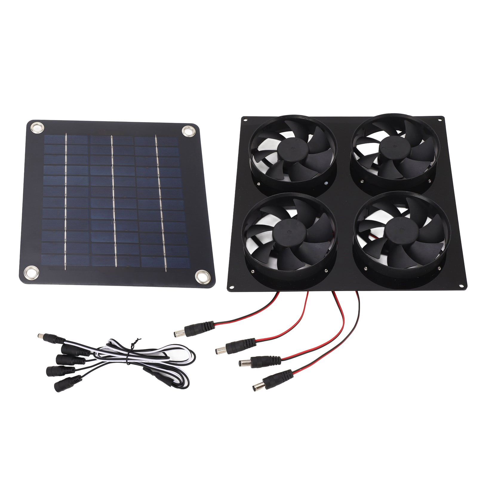 5‑12V Solar Panel Fan Kit, 4 Ports Solar Exhaust Fan Solar Vent Fan ...