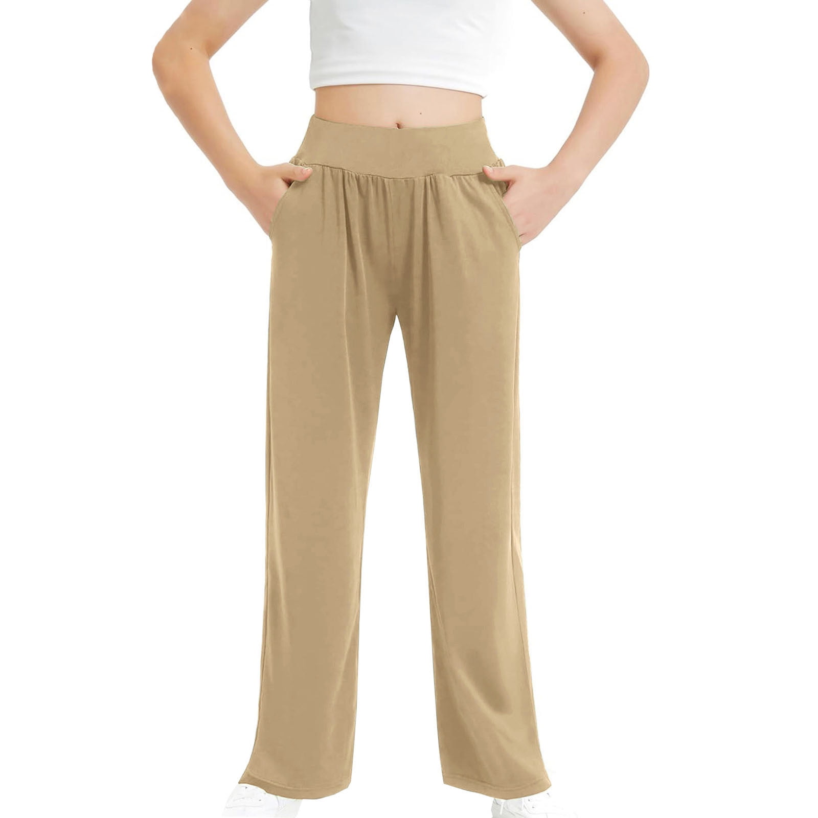 5-14 Years Toddler kids Girls Summer Pants Elastic Waist Wide Leg Pants ...