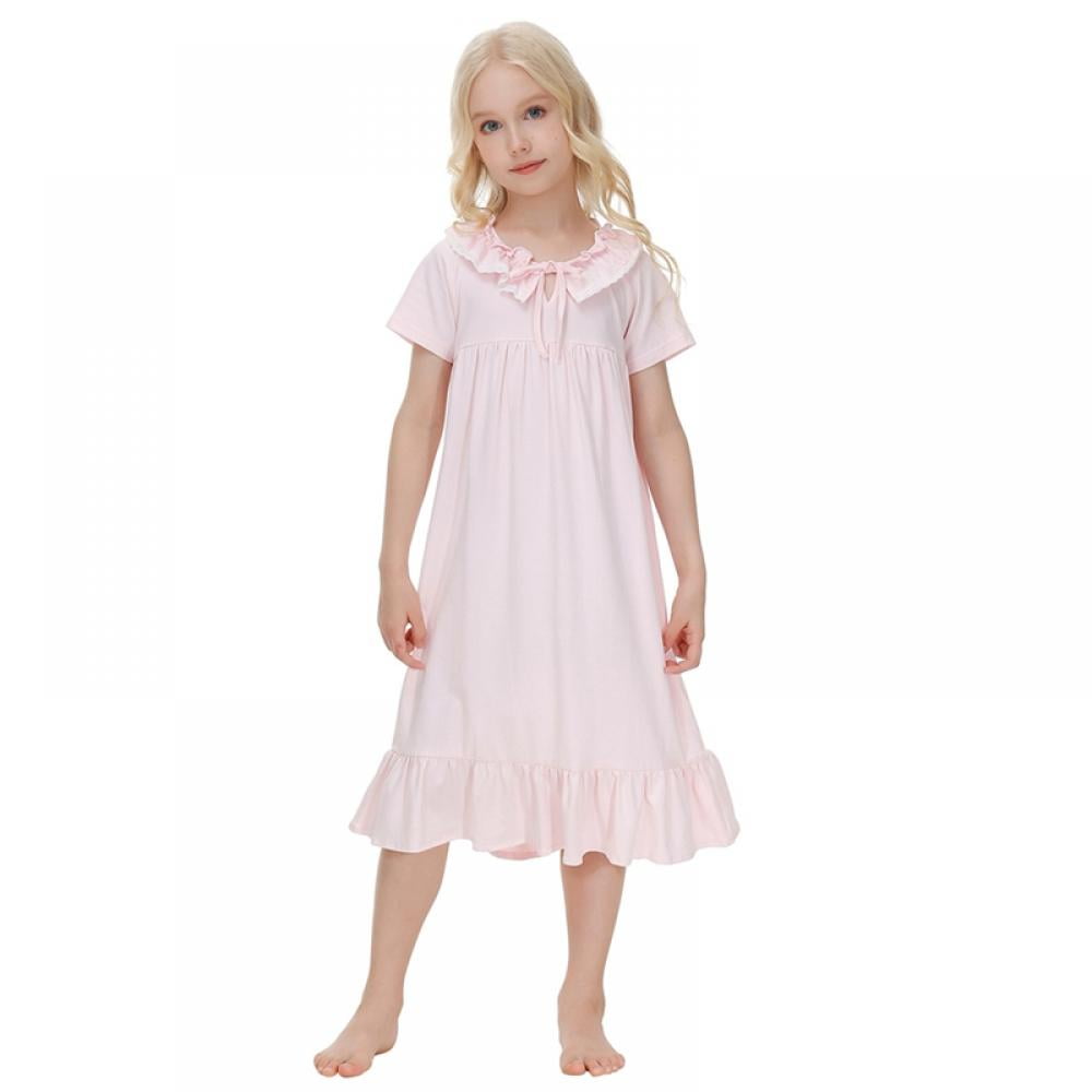 5-14T SILVERCELL Little Girls Nightgowns Short Sleeve Sleepwear Ruffle ...