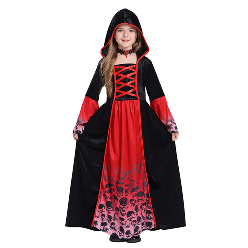 5-14Y Boys Girls Halloween Costumes Kids Grim Reaper Costume Set Scary ...