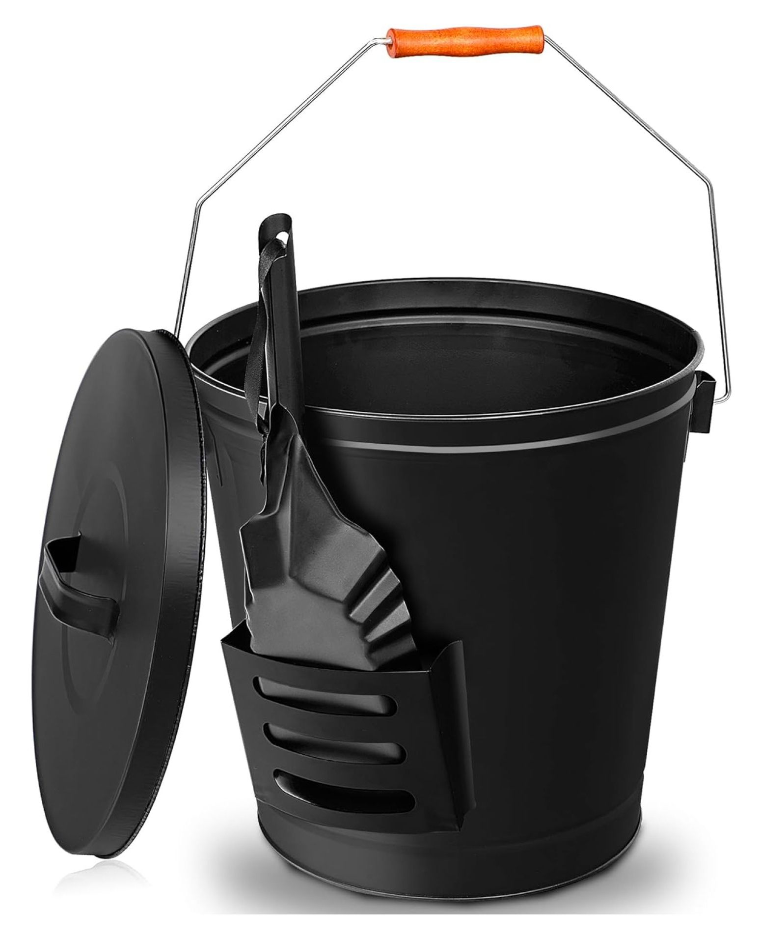 5.15 Gallon Galvanized Metal Coal Bucket with Handle Lid and Shovel ...