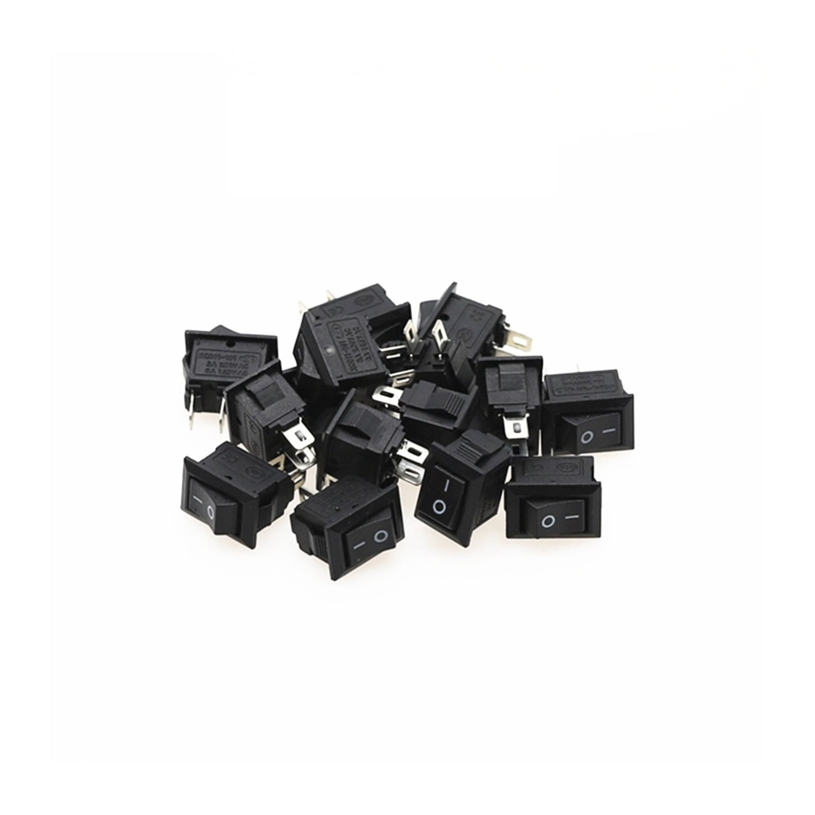5/15pcs Mini Rocker Switch SPST Black and Red Snap in Switches Button ...