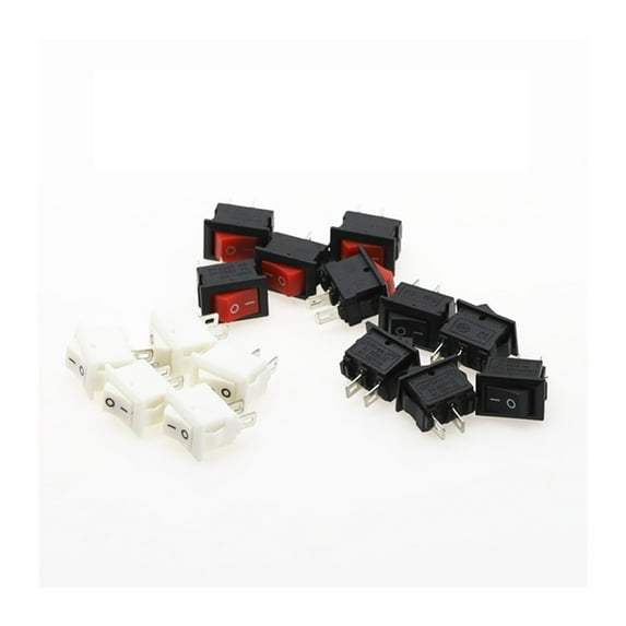 5/15pcs Mini Rocker Switch SPST Black and Red Snap in Switches Button ...