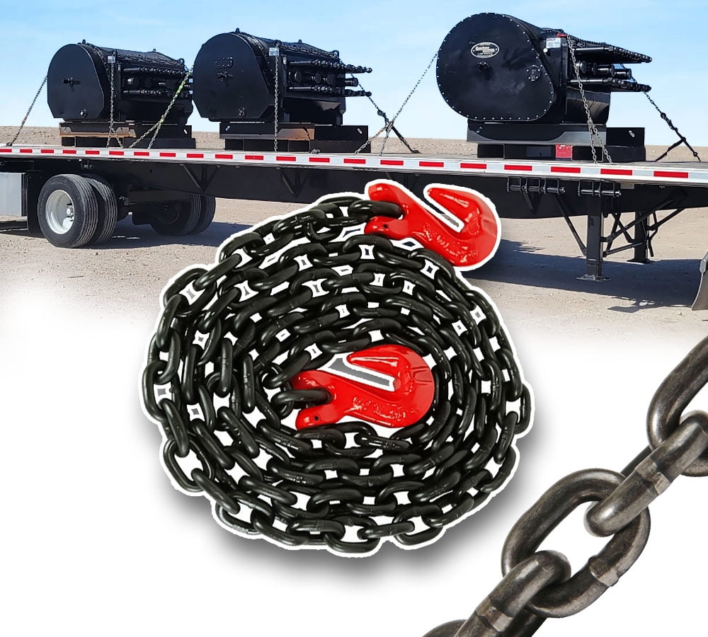 5/16"×10' G80 Black Transport Binder Chain w/Clevis Grab Hooks for ...