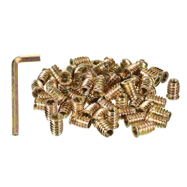 5/16-18 x 20mm Threaded Inserts Nuts, 100 Pack Wood Insert Nuts with ...
