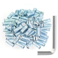 5/16"-18 x 25mm Threaded Inserts Nut Wood Blue Zinc Plated Carbon Steel ...