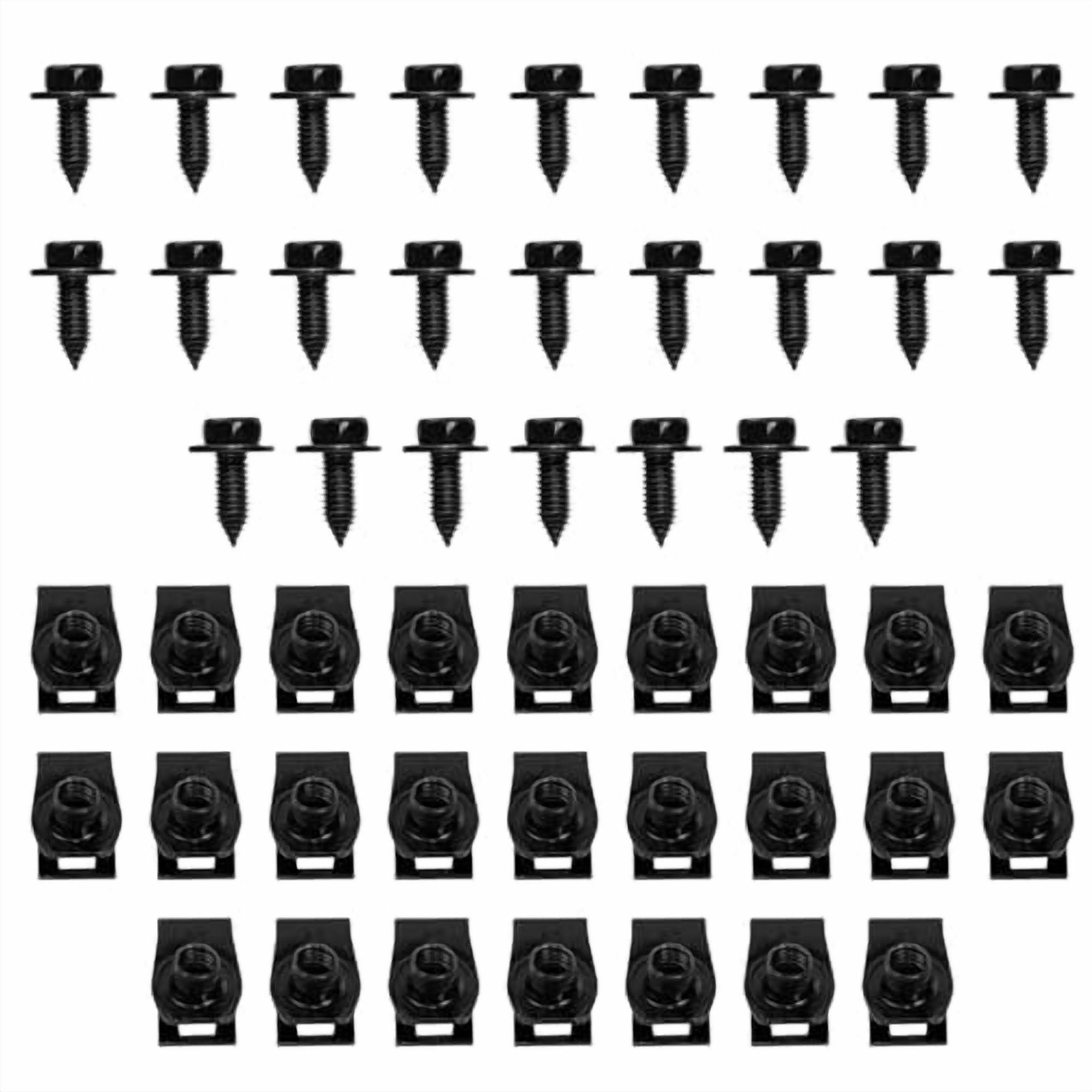 5/16"-18 x 7/8" Indented Hex Head Sems Body Bolts and U-Nut Clips 5/16 ...