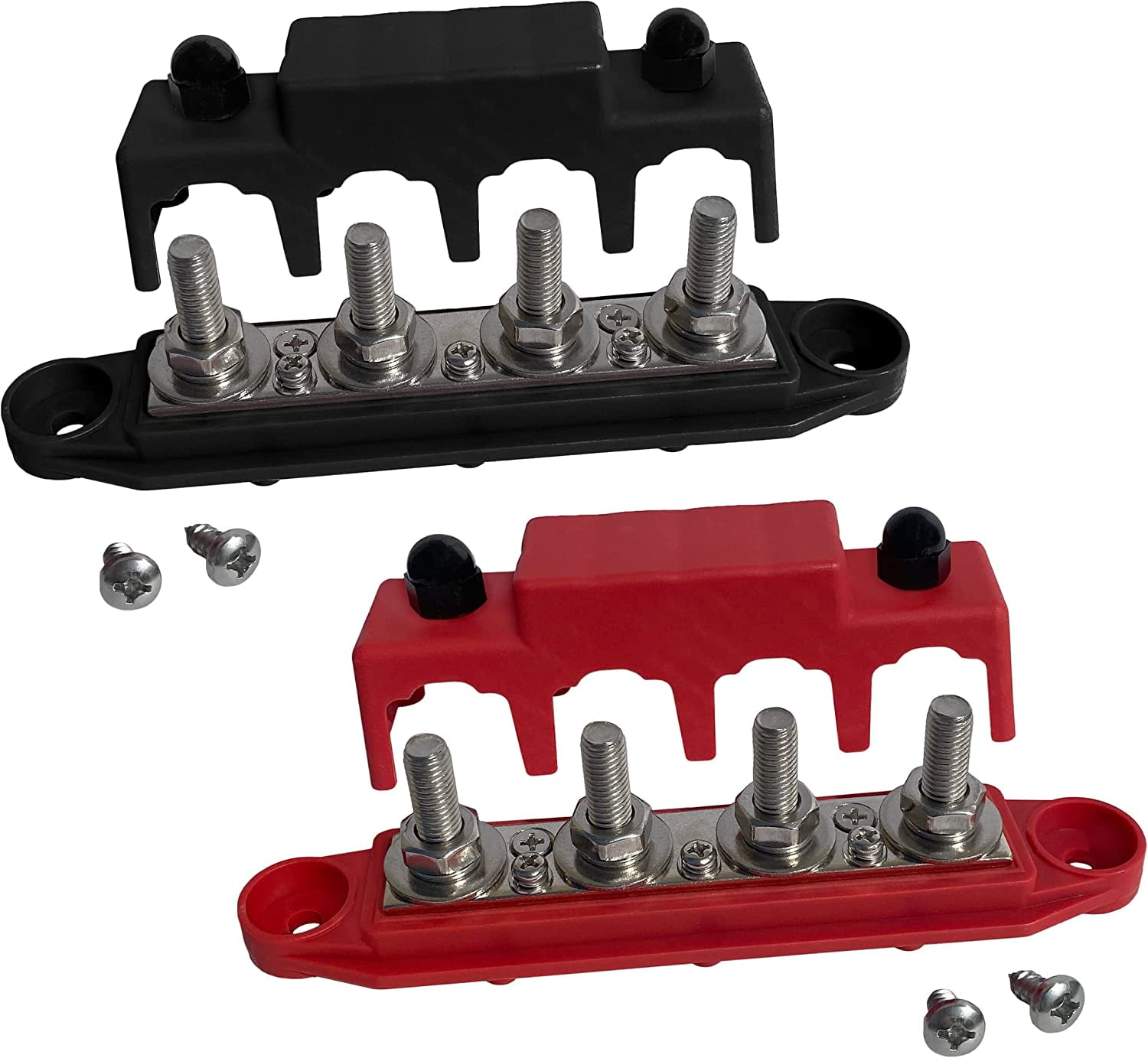 5/16" 4 Post Power Distribution Block Bus Bar with Cover M8 - 250 Amp Rating – Marine Bus Bar ...