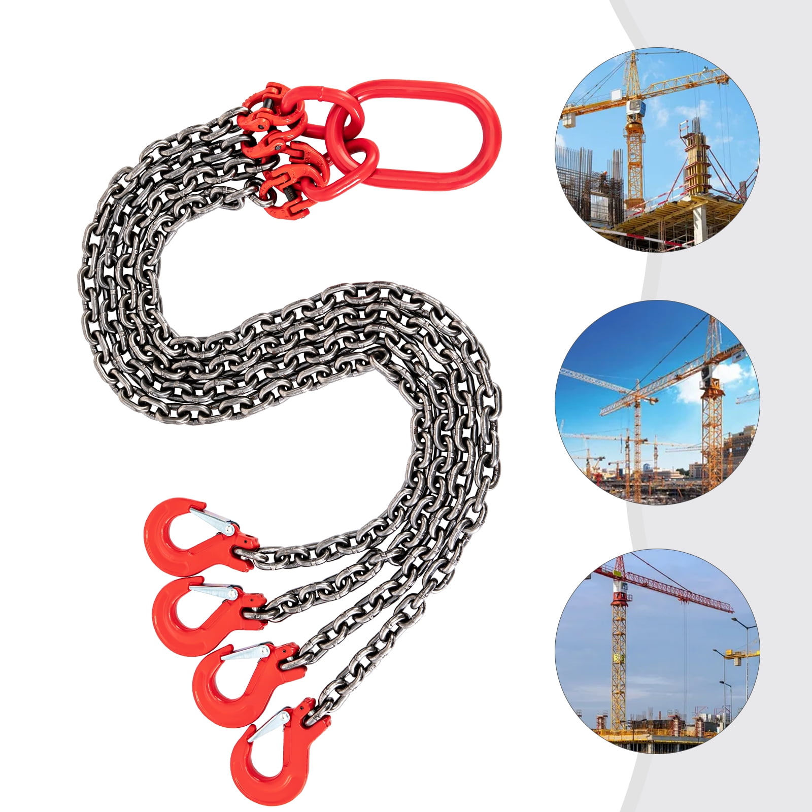 5/16" 5ton Red Lifting Chain Sling G80 Spreader 4-Leg with Grab Hooks ...