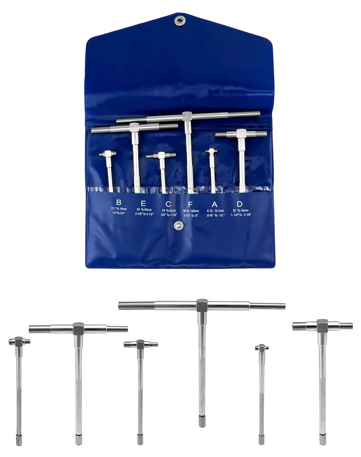 5/16" to 6" Telescopic Gauge Bore Gauge, 6 Pack Hole Gauge Set, Premium ...