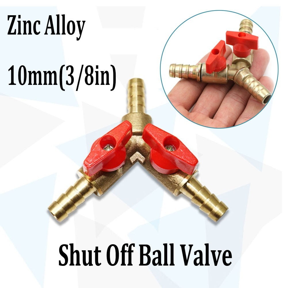 5/16" Brass Y 3-Way Shut Off Ball Valve 8Mm Fitting Hose Barb Fuel Gas ...