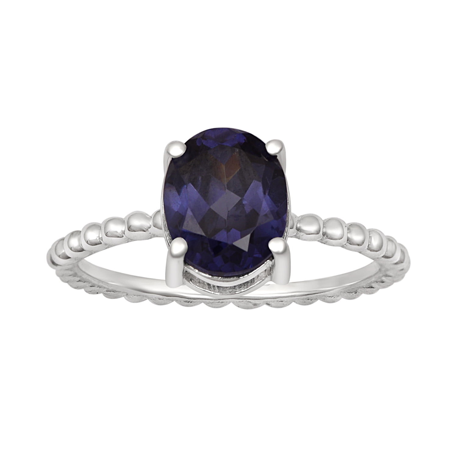 5.16 Ctw Oval Shape Simulated Tanzanite 925 Sterling Silver Beaded ...